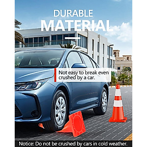 BATTIFE 28 inch Traffic Safety Cones 6 pcs with Reflective Collars, Durable PVC Orange Construction Cones for Home Road Parking Use