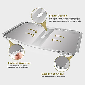 Tolia Grill Grease Tray with Drip Pan, 24" - 30" Adjustable Grease Catch Pan Stainless Steel Grill Replacement Parts Universal Drip Tray for Dyna Glo, Nexgrill, Kenmore, Expert Grill, BHG and More