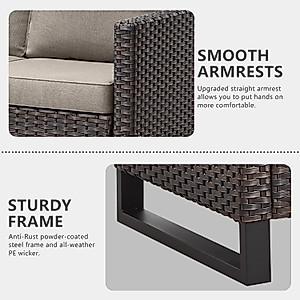 HUMMUH 7 Piece Patio Furniture Set PE Wicker Outdoor Couch,Patio Swivel Rocker Chairs and Ottomans Tables for Porch,Garden,Backyard