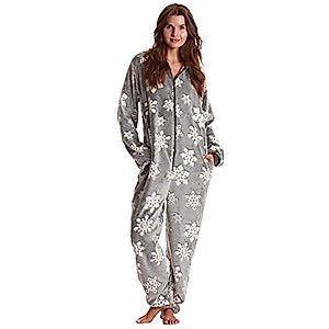 Just Love Ladies Embossed Plush Adult Onesie 6889-10540-GRY-M