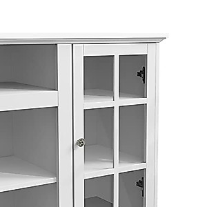 LGHM White TV Stand, Entertainment Center for 65 inch TV, 58" Modern Farmhouse TV Stand with Glass Door, Tall TV Console or Storage Cabinet and Sideboard Buffet