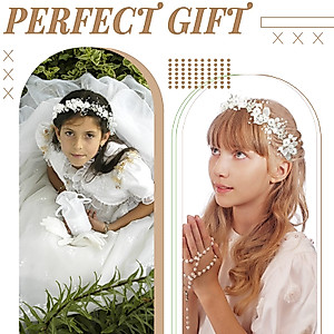 4 Pcs Flower Girl Headband Wedding Pearl Headband Crystal Rhinestone Flower Crown Bridal Flower Girl Hair Accessory for Birthday Party Communion Prom Photography (Silver)