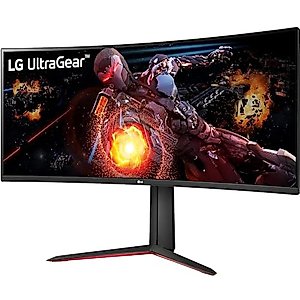 LG 34GP63A-B 34" Curved Ultragear QHD (3440 x 1440) HDR 10 160Hz Gaming Monitor with Tilt/Height Adjustable Stand, AMD FreeSync Premium, Display Port and HDMI, Black, WEPGPY