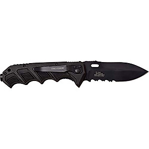 TAC Force Spring Assisted Knife, Black/Black Double Injection Handle, 3.75"