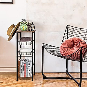 OYEAL Bathroom Floor Storage Cabinet 4 Tier Over The Toilet Storage Holder with Drawers Toilet Paper Holder Stand for Bathroom Laundry Room Entryway Kitchen Pantry, Rustic Brown