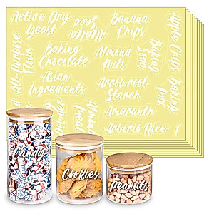 SWOMMOLY 243 White Cursive Pantry Labels for Food Containers, Water Resistant Pantry Kitchen Labels Stickers, Organization Labels for Storage Containers, Jars, Canisters
