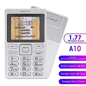 1.77 HD Color Screen Phone, Mini Card Mobile Phone, Ultrathin Cell Phone with 3.5mm Headset Port, Bluetooth Dialer Dual SIM, Intelligent Antiloss Fuction(Silver)