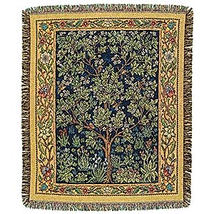 GaelSong William Morris Tree of Life Blanket Gift Tapestry Throw Woven from Cotton Machine Washable
