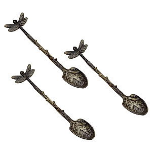 BESTonZON Metal Dessert Spoon Soup Spoon 6pcs Dessert Spoons Metal Dessert Spoon Branches Designed Spoons Metal Meal Spoon Metal Branches Dragonfly Stirring Spoon Stainless Steel Cake Spoon