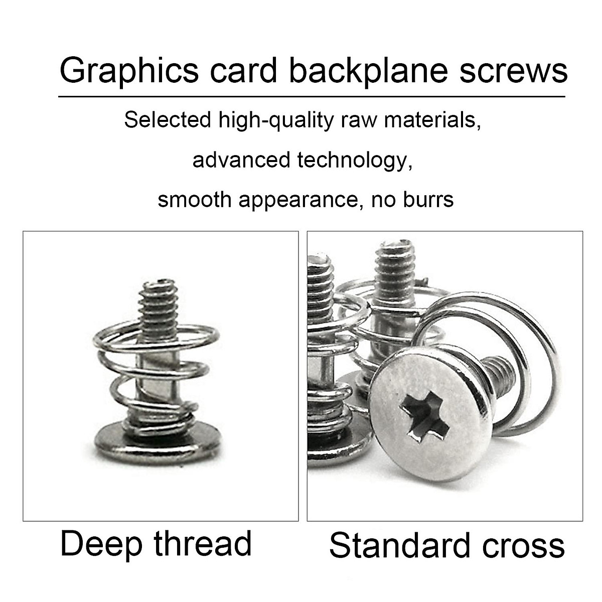 ZRM&E 20pcs M2.5x9mm Spring Screws GPU Graphics Card Back Plate Heatsink Screws Phillips CPU Mainboard Radiator Fixing Bolts DIY Step Screws