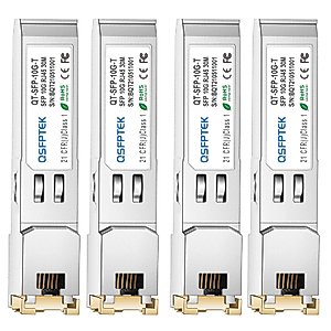 SFP RJ45 Copper Module, 10/100/1000BASE-T Gigabit SFP to RJ45 Mini-GBIC Transceiver for Cisco GLC-T(10/100/1000)/SFP-GE-T(10/100/1000), MikroTik, Supermicro Reach 100m - 4Pack