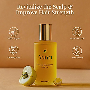 Asna Amla Berry Hair Oil, 100% COLD-PRESSED, Organic, STIMULATES NATURAL GROWTH, Nourishes & Moisturizes Hair/Scalp, AYURVEDIC Blend of VITAMIN C, Antioxidants, Essential Fatty Acids, 30ml (1 oz)