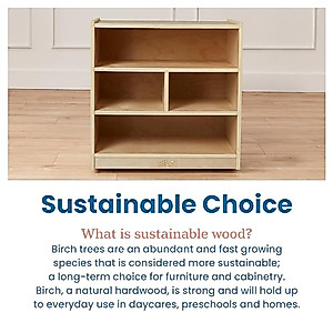 ECR4Kids Mobile Block Storage Cart, Small, Classroom Furniture, Natural