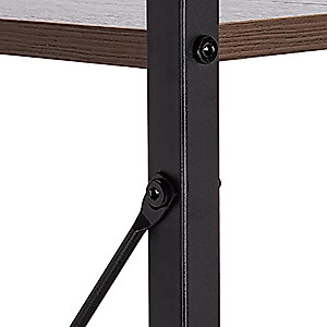 Coral Flower Tower Computer Desk with 4 Tier Shelves - 47.6'' Multi Level Writing Study Table with Bookshelves Modern Steel Frame Wood Desk Compact Home Office Workstation (Natural brown)