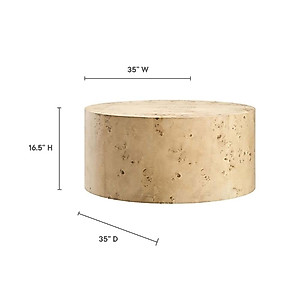 Modway EEI-6274-NAB Cosmos 35" Round Burl Wood Coffee Table, Natural Burl