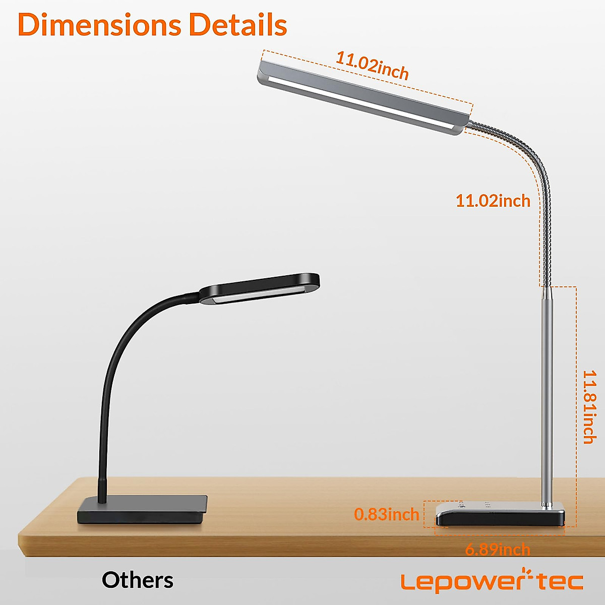 LEPOWER-TEC LED Desk Lamp for Home Office, 750LM Eye-Caring Reading Desk Light, 12W Gooseneck Lamp for Desk, Touch Table Lamp with 3 Timer Function, 60 Lighting Modes, Bright Desk Lamps for Study