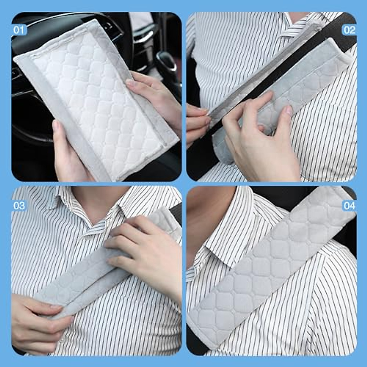 gunhunt 2 PCS Car Seat Belt Shoulder Cover, 9.8" x 2.3" Crystal Velvet Extended Shoulder Neck Pad Protector, Seat Shoulder Strap from Seat Belt Friction, Universal for Cars Accessories (Black)