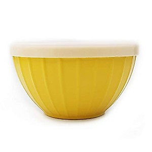 KX-WARE Melamine Fluted Bowls Set with Lids - 6pcs 15 oz Cereal/Prep Bowls, 6 Assorted Color | Break-resistant 100% Melamine Bowls and Plastic Lids | Dishwasher Safe, BPA Free