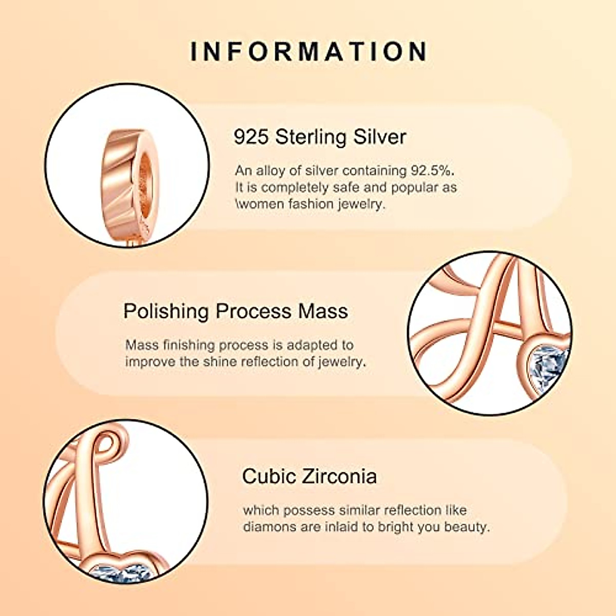 NINGAN Letter A Pendant Charm Rose Gold 925 Sterling Silver Letter Charms,CZ Birthstone Pendant Gifts for Birthday