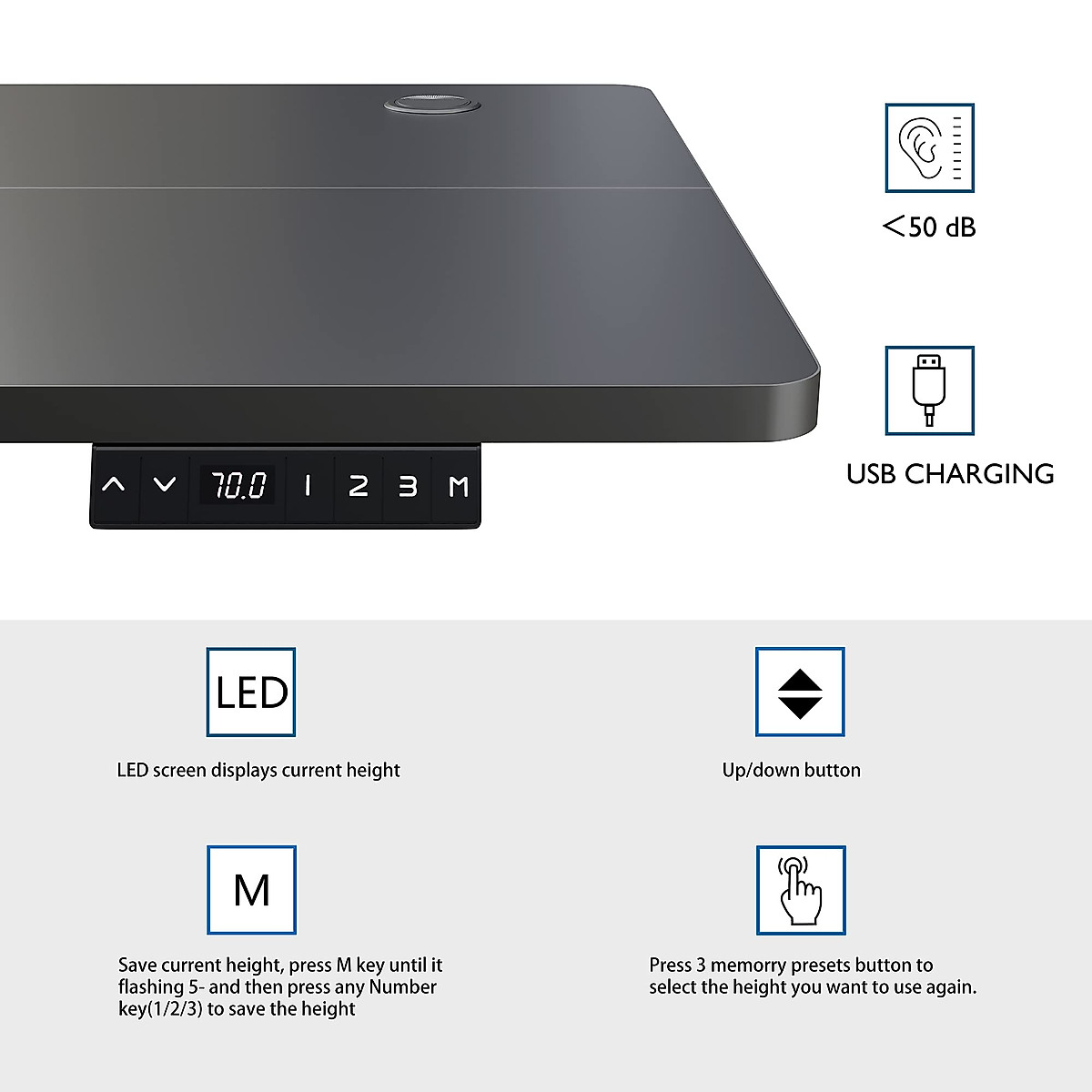 Walsunny Electric Height Adjustable Standing Desk, 63 x 24 Inches Splice Board, Sit Stand Up Computer Table with Memory Preset Controller for Home, Office,Black Frame/Black Top