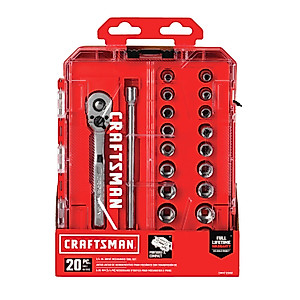 CRAFTSMAN Socket Set, SAE/Metric, 1/4" Drive, 20Piece (CMMT12008)