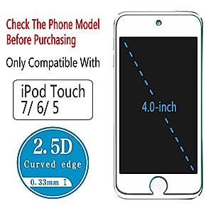 HPTech 2-Pack Tempered Glass For Apple New iPod Touch 7th Gen (2019), 6th Gen, 5th Gen (2015) Screen Protector, Easy to Install, Bubble Free, 9H Hardness