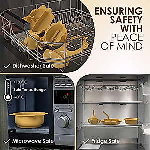 DINETHICS Baby Led Weaning Supplies - Silicone Baby Feeding Set includes Silicone Bibs, Suction Plates for Baby, Sippy Cups with Straw, Baby Bowls with Suction & Baby Spoons Self Feeding 6 Months +