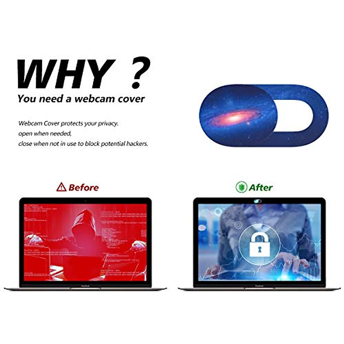 5 Pack Ultra Thin Webcam Cover Slide for Laptop/Computer/MacBook Air/MacBook Pro/Tablet/iPad/PC, Web Camera Cover Protect Your Privacy and Security, Galaxy