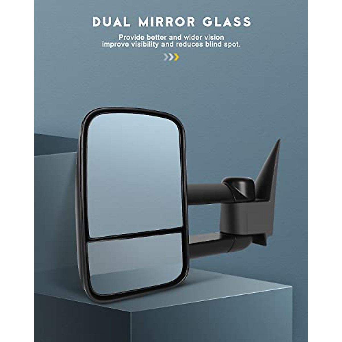 OCPTY Tow Towing Mirrors Manual Telescoping Side Door Mirror for 1999-2007 Silverado Sierra (07 Classic Models), 2000-2006 Suburban Tahoe Yukon XL Yukon Pair Set Black View Mirror