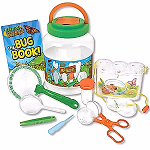 Nature Bound Bug Catcher with Habitat Bucket and 7 Piece Nature Exploration Set - Includes Critter Box, Activity Booklet, Net, Magnifier, Tweezers, Jar, Petri Dish, and More