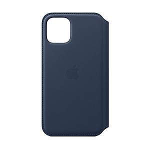 Apple iPhone 11 Pro Deep Sea Blue Leather Folio Case - Slim Fit, Wireless Charging Compatible