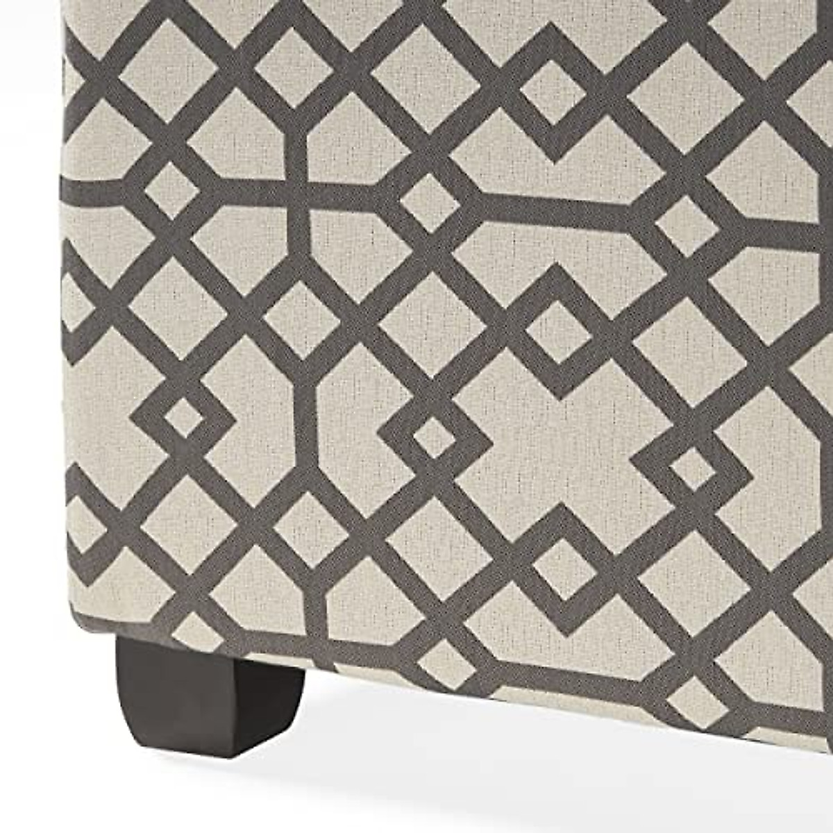 Christopher Knight Home Tempe Fabric Storage Ottoman, Grey Geometric Patterned