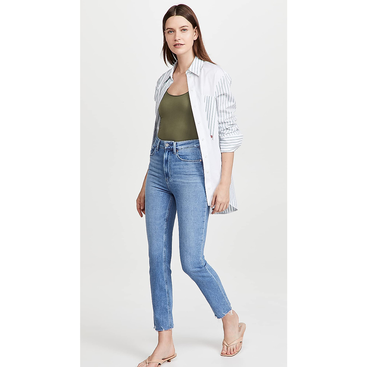 PAIGE Women's Ultra High Rise Cindy Distressed Jeans