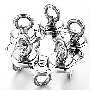 DIYMAG Magnetic Hooks 60 lbs(27 KG) Pulling Force Rare Earth Magnetic Hooks with Countersunk Hole Eyebolt for Home, Kitchen, Workplace, Office and Garage, 10 Packs