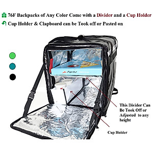 PK-76F: Doubledeck Insulated Pizza/Food Delivery Backpack Bag, 16"x 15"x 18",With a Cup Holder. A Glossy Waterproof, Collapsible Food Take-Out Box For Catering, Restaurant Delivery, 76Liters(Green)