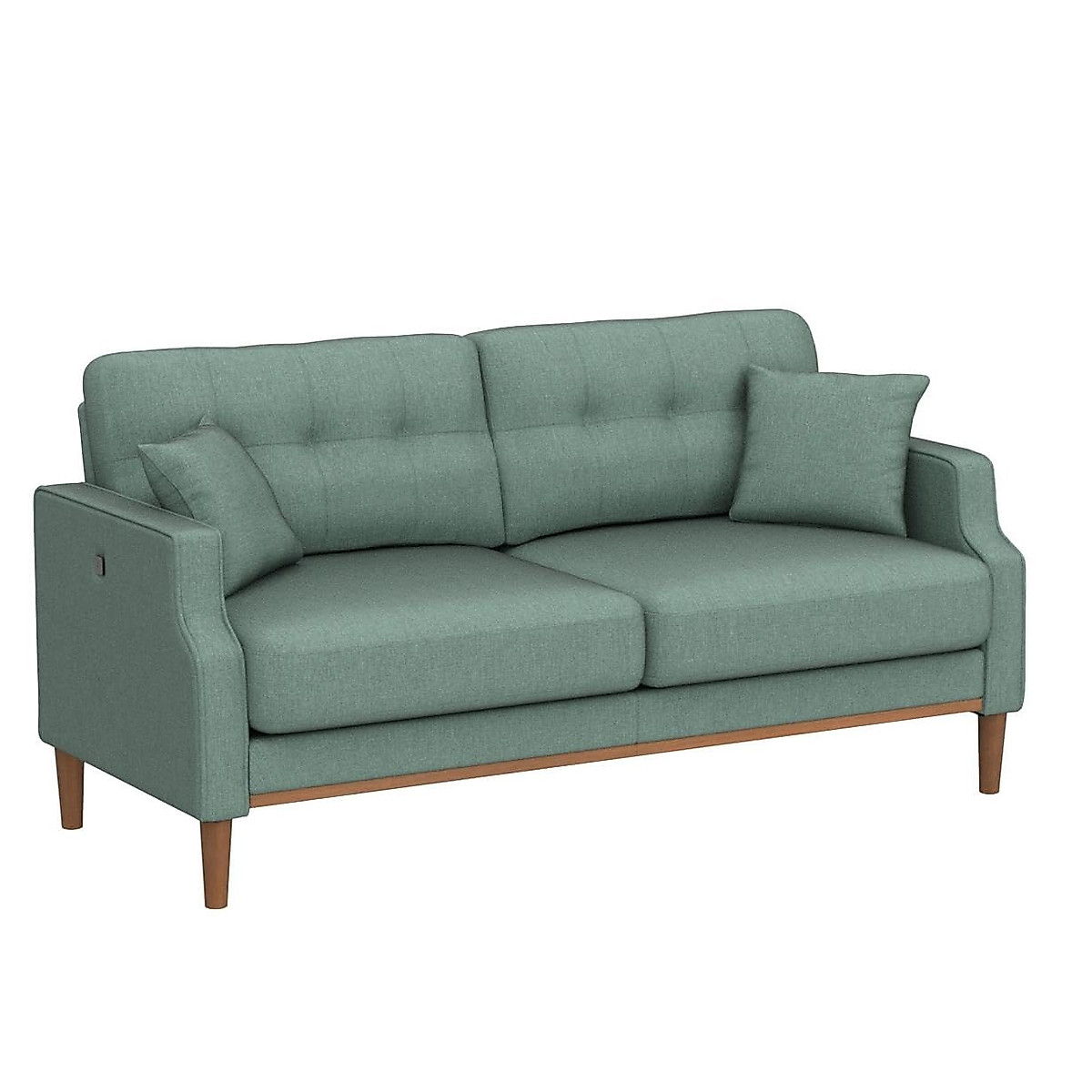 Plococo Mid-Century Modern 3 Seat Sofa Couch, The Ultimate Comfort Experience Loveseat with Thick Cushions,Waterproof Fabric,and USB Port, Aqua