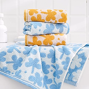 sense gnosis Clovers Pattern Yellow Hand Towels 100% Cotton Decorative Thin Hand Towel Set of 2 for Bathroom 13 x 29 Inch