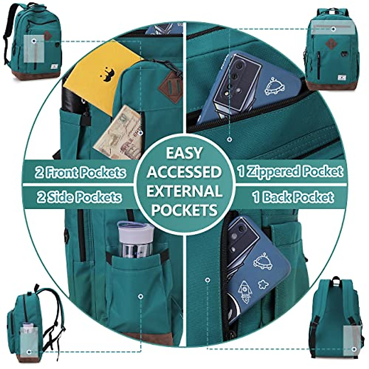 Backpack for Men Women,Vonxury Water-resistant 15.6 Inch Laptop Bookbag for School Work Travel