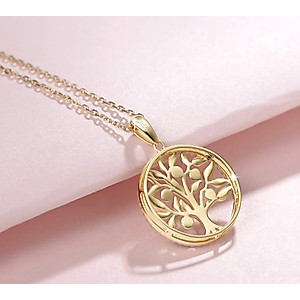 Agvana 14K Solid Real Gold Tree of Life Necklace for Women Dainty Pendant Necklace Fine Jewelry Birthday Gifts for Women Mom Wife Her Yourself, 16"+2"