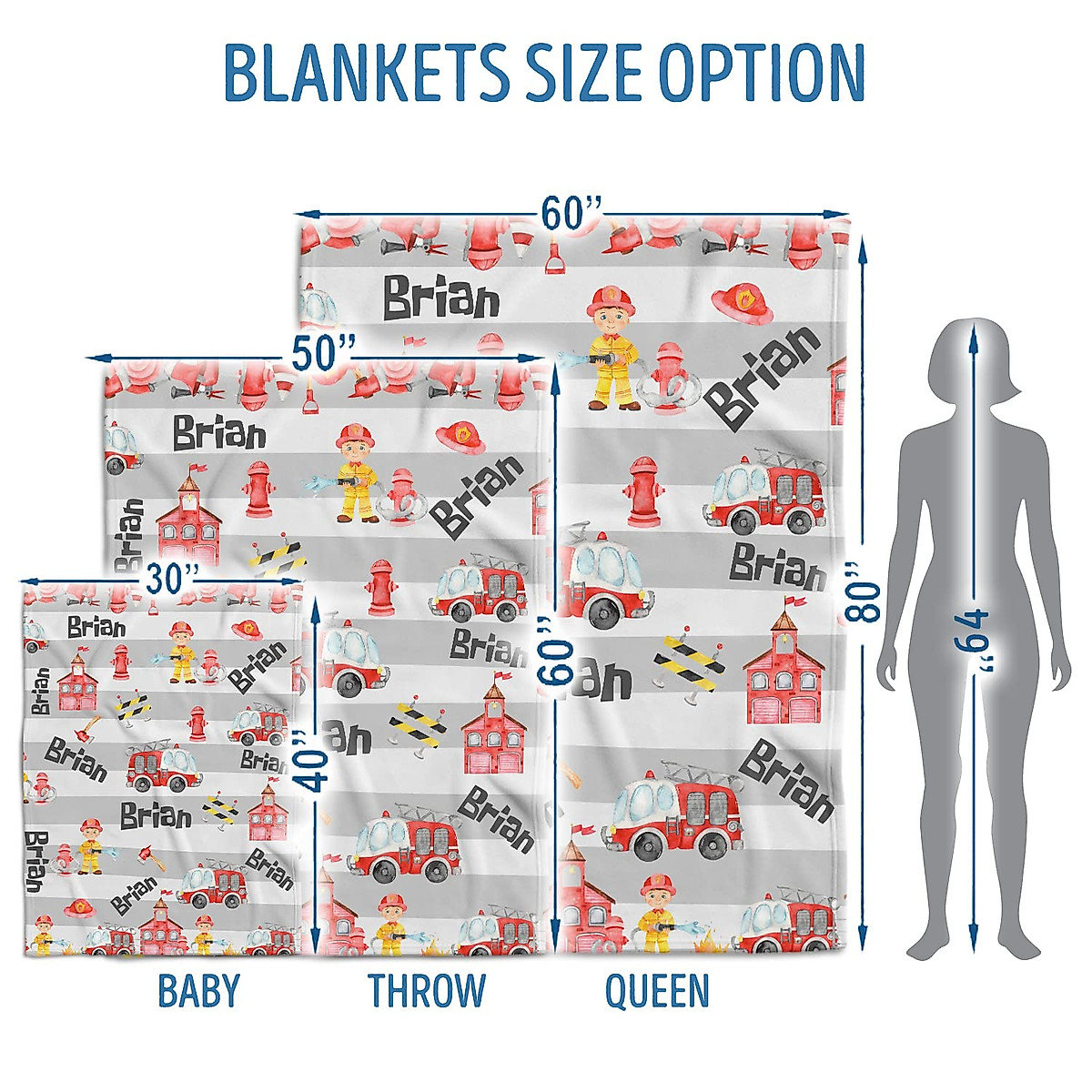 locobird Baby Firefighter Blanket, Firetruck Baby Blankets, Personalized Baby Blankets for Boys, Custom Baby Blankets Name, Firefighter Swaddle Blanket, Plush Blankets for Baby Girl Son Toddlers Kids