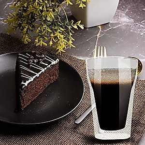 M&N HOME Double Walled Glass Cup, Double Wall Insulated Drinking Glasses, Double Wall Glass Coffee Mugs, Vaso de Vidrio de Doble Pared (Set of 2) - 13.5-Ounces