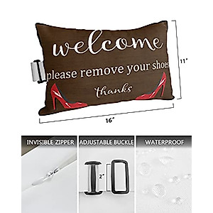 HilariousM Vintage High Heels Shoes Outdoor Pillows for Chaise Lounge Chair, Brown Red Waterproof Lumbar Head Support Pillow with Adjustable Elastic Band for Pool Patio Furniture Decorative