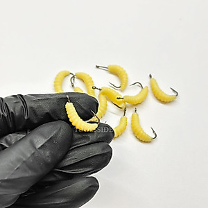 TOOLSSIDE 1 Dozen Rubber Maggots Fishing Bait #10 (12 Pcs) Crappie Jigs, Fishing Maggots, Bulk Fishing Grubs for Trout, Crappie, Pan Fish, Bluegill, Fresh Water Fishing Lures Set (Hooks and Worms)