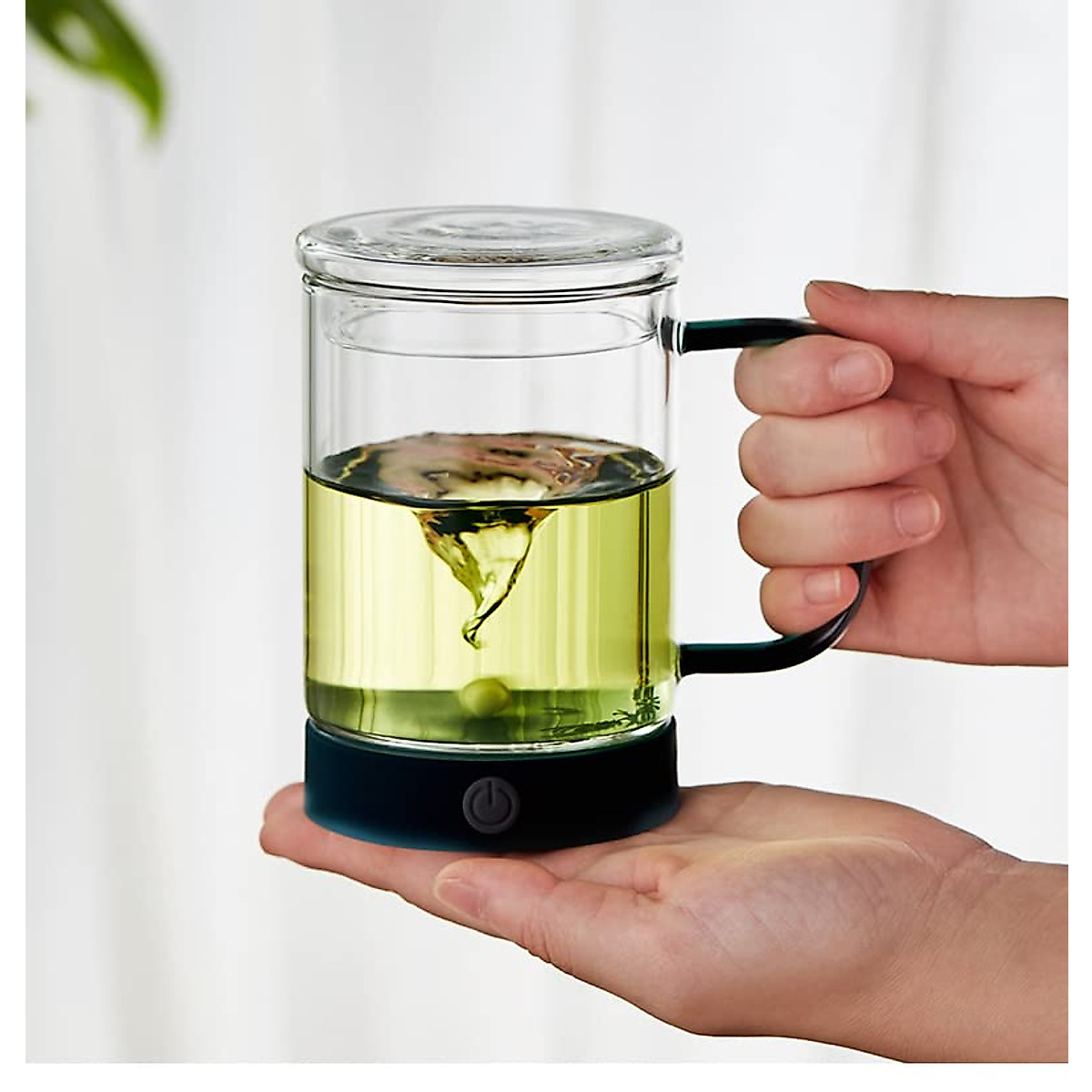 Jadelute Automatic stirring cup, high borosilicate glass, suitable for coffee, milk,granule,syrup,sachets and other drinks丨Sakura 400ml