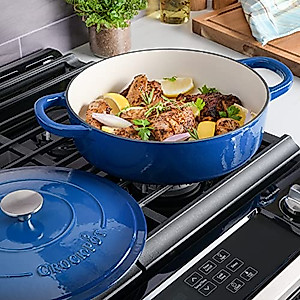 Crock Pot Artisan Enameled Cast Iron Braiser W/Lid, 5 Quart, Sapphire Blue