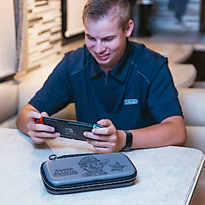 Game Traveler Nintendo Switch Mario Case - Adjustable Viewing Stand, Protective PU Leather Hard Case with Deluxe Carry Handle, Includes Two Game Cases - Nintendo Switch , Switch OLED and Switch Lite