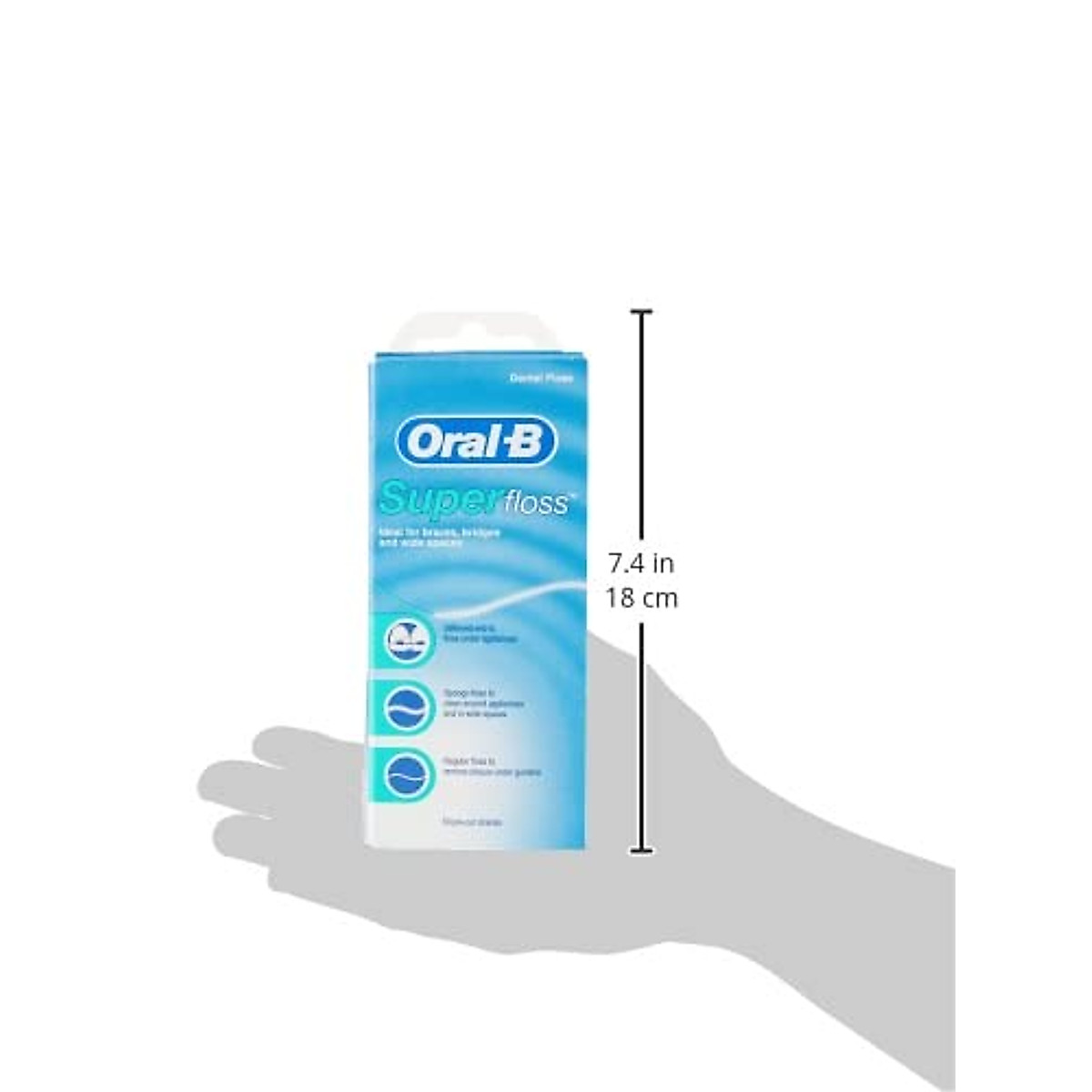 Oral-B Super Floss Mint Dental Floss for Braces Bridges - 50 Strips