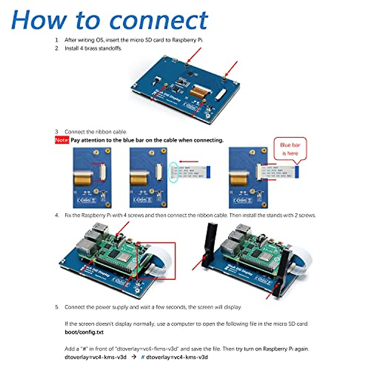 FREENOVE 5 Inch Touchscreen Monitor for Raspberry Pi 5 4 B 3 B+ A+, 800x480 Pixel IPS Display, 5-Point Touch Capacitive Screen, Driver-Free MIPI DSI Port