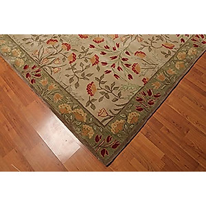 Old Hand Made Floral Bleige Tulips Traditional Persian Oriental Woolen Area Rugs