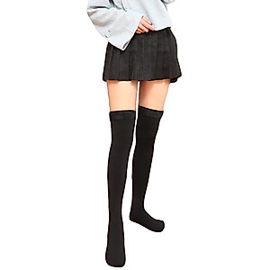 Romastory Womens Over Knee Leg Warmers Winter Thick Fleece Lined Elastic Socks Tights Leggings (One Size Fits S/M/L, Socks)